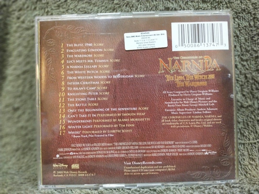 Narnia The Lion The Witch and The Wardrobe Original Soundtrack, Hobbies ...