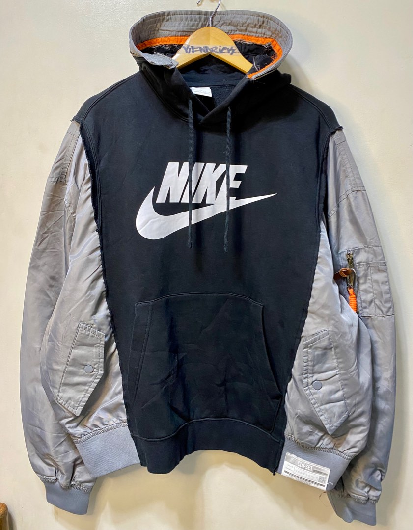 Nike x 2ND Closet Reworked MA-1 Sleeves Hoodie on Carousell