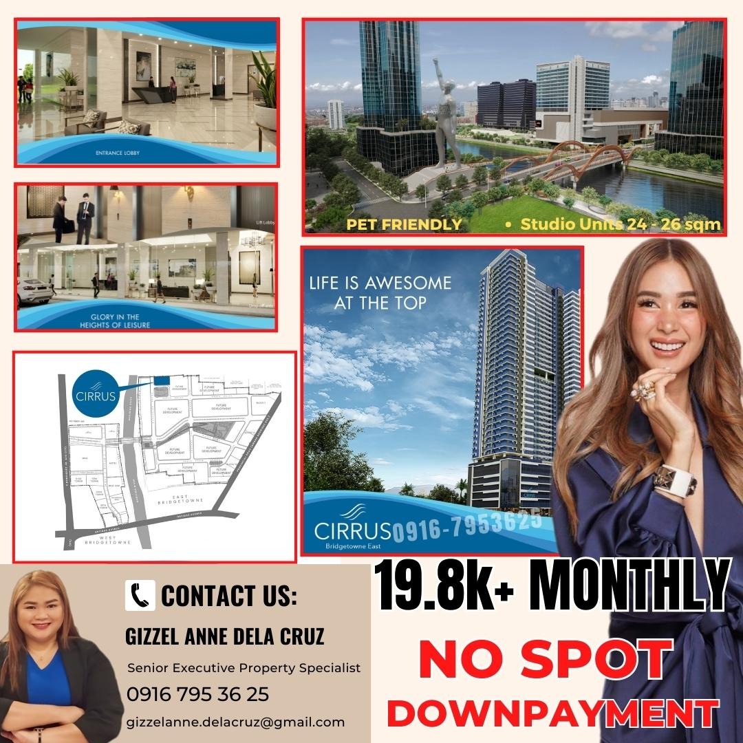 NO Spot Dp Pre-Selling Studio Condo Unit for sale at Cirrus Tower 1 in Bridgetowne Pasig near ...