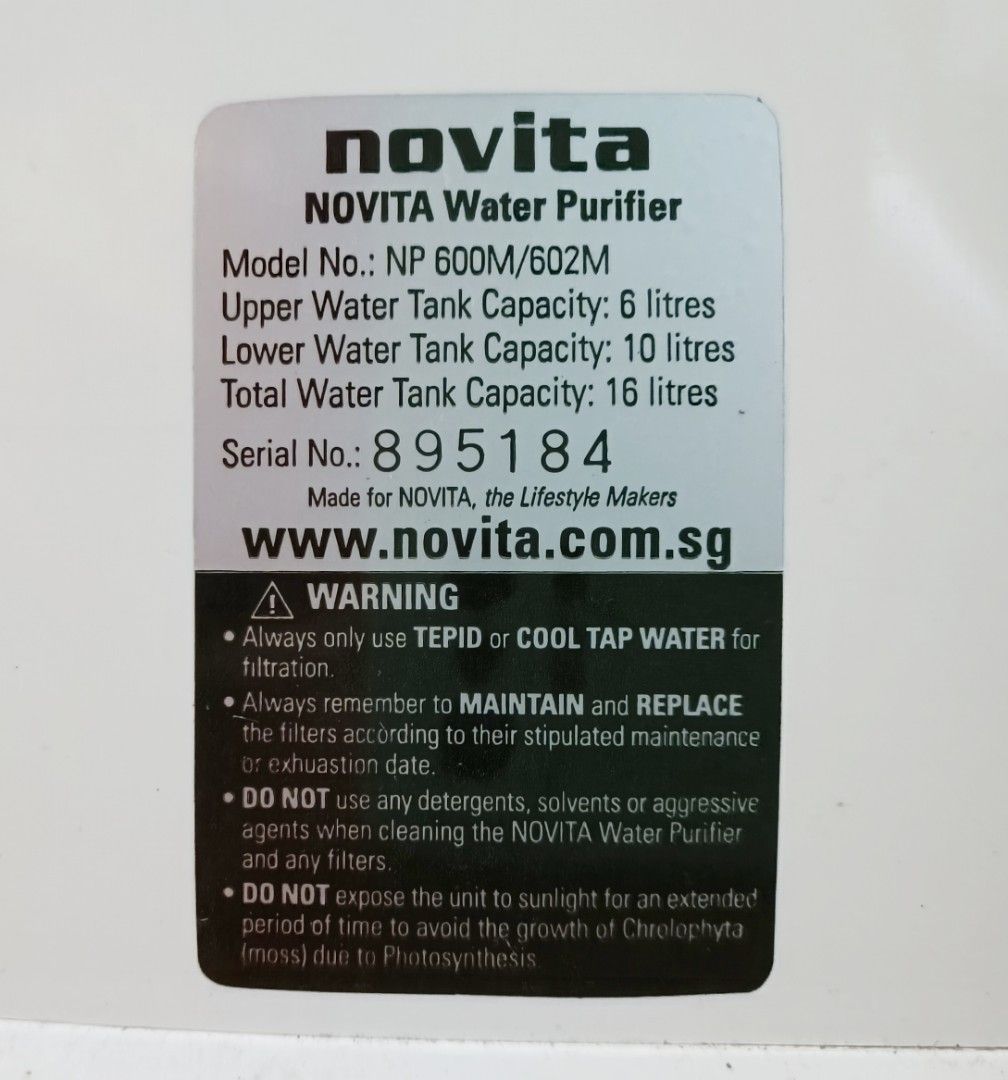 Novita Water Filter, TV & Home Appliances, Kitchen Appliances, Water ...