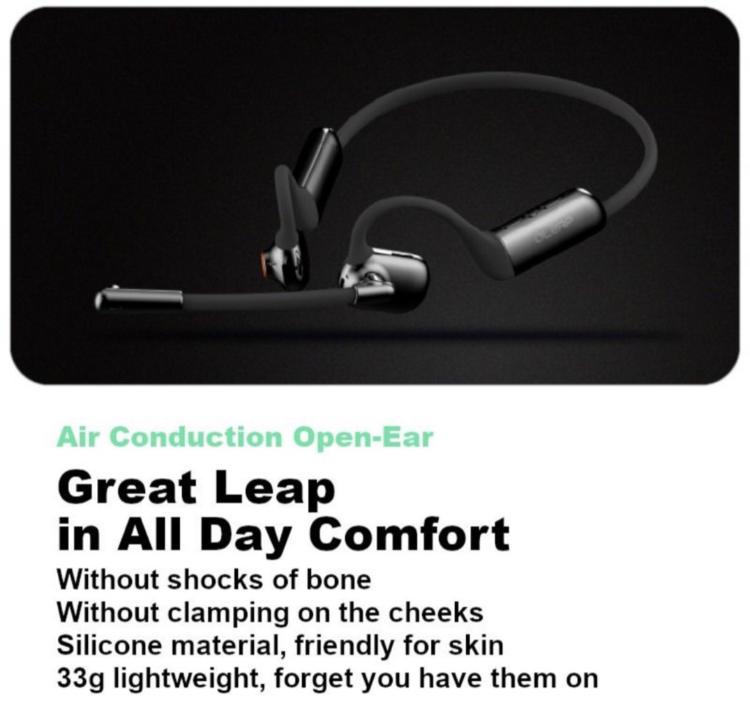 Oleap Pilot Air Conduction Open-Ear Headset with 50dB Noise Canceling ...