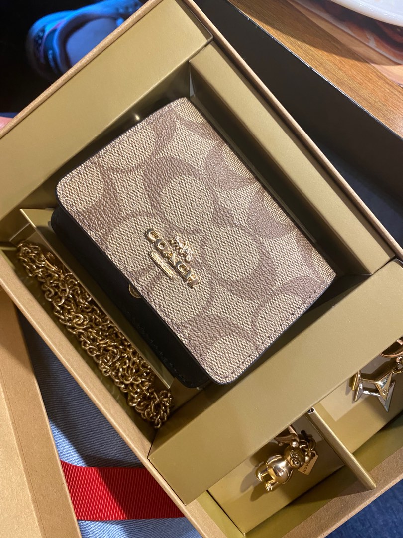 ORIGINAL Coach boxed mini wallet on chain, Luxury, Bags & Wallets on ...