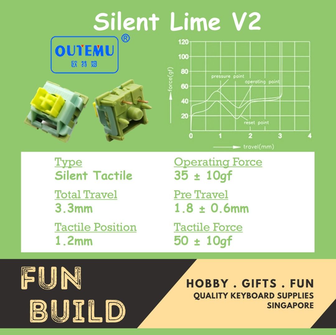 Outemu Lime V2 Silent Switches for Mechanical Keyboard, Computers & Tech, Parts & Accessories ...