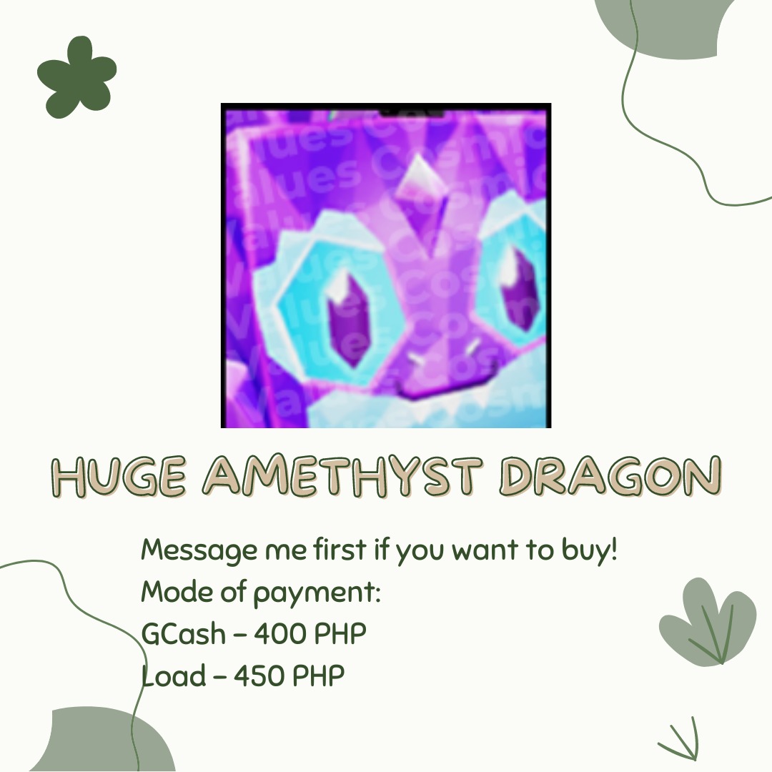 PET SIMULATOR X HUGE AMETHYST DRAGON, Video Gaming, Video Games, Others ...