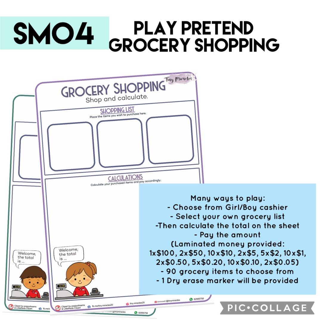 Play Pretend Grocery Shopping Set (Count Money) Learning Resources ...