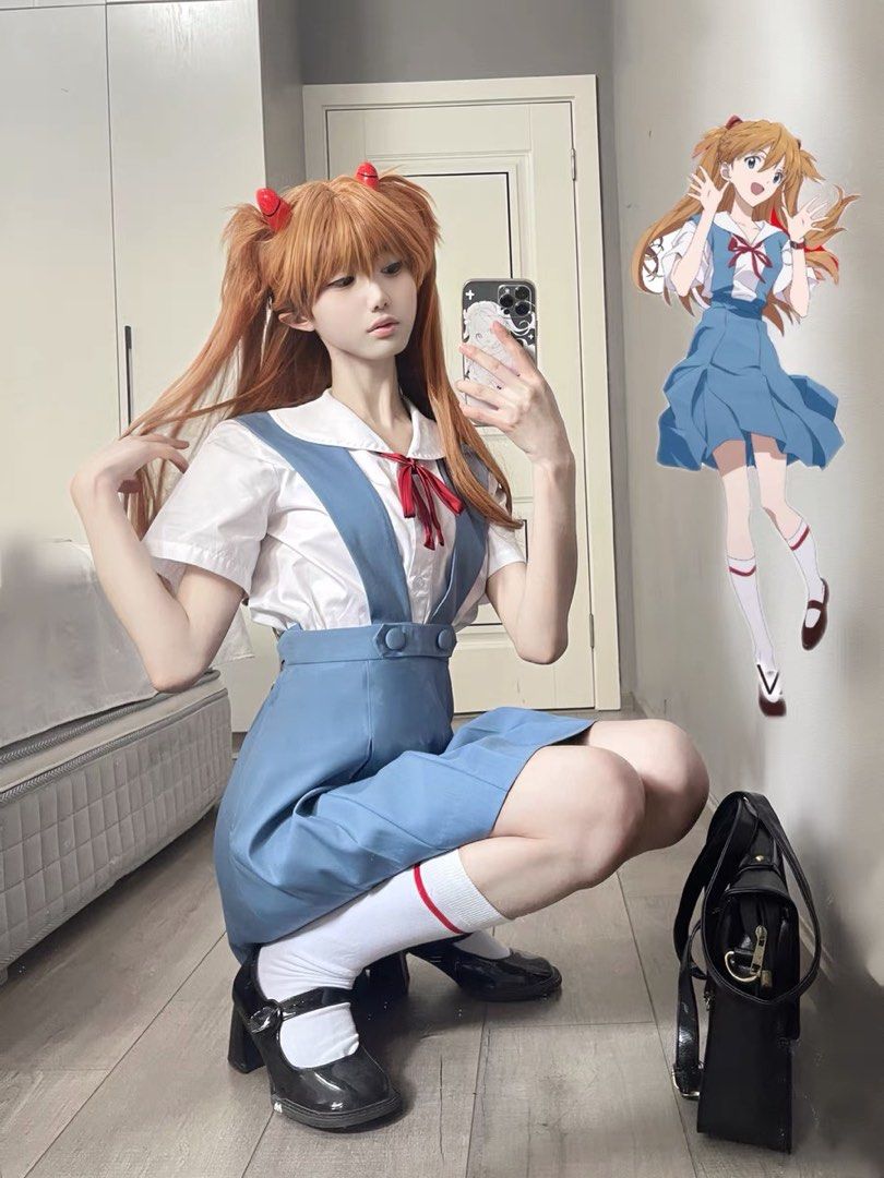 [PO] EVA Cosplay Asuka Rei Costume Women School JK Uniform, Hobbies ...