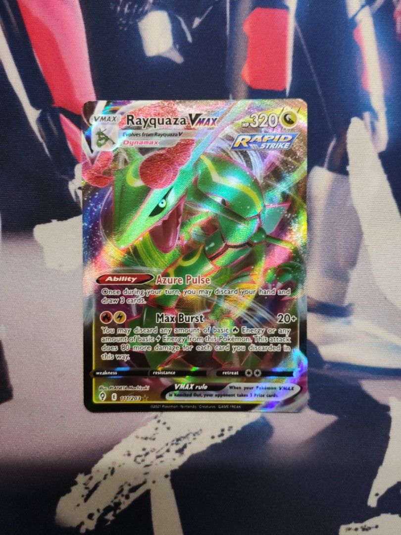 Pokemon rayquaza vmax card, Hobbies & Toys, Toys & Games on Carousell