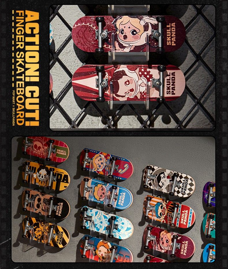 POPMART X SKULLPANDA ACTION! CUT! FINGER SKATEBOARD BLIND BOX [NEW ...