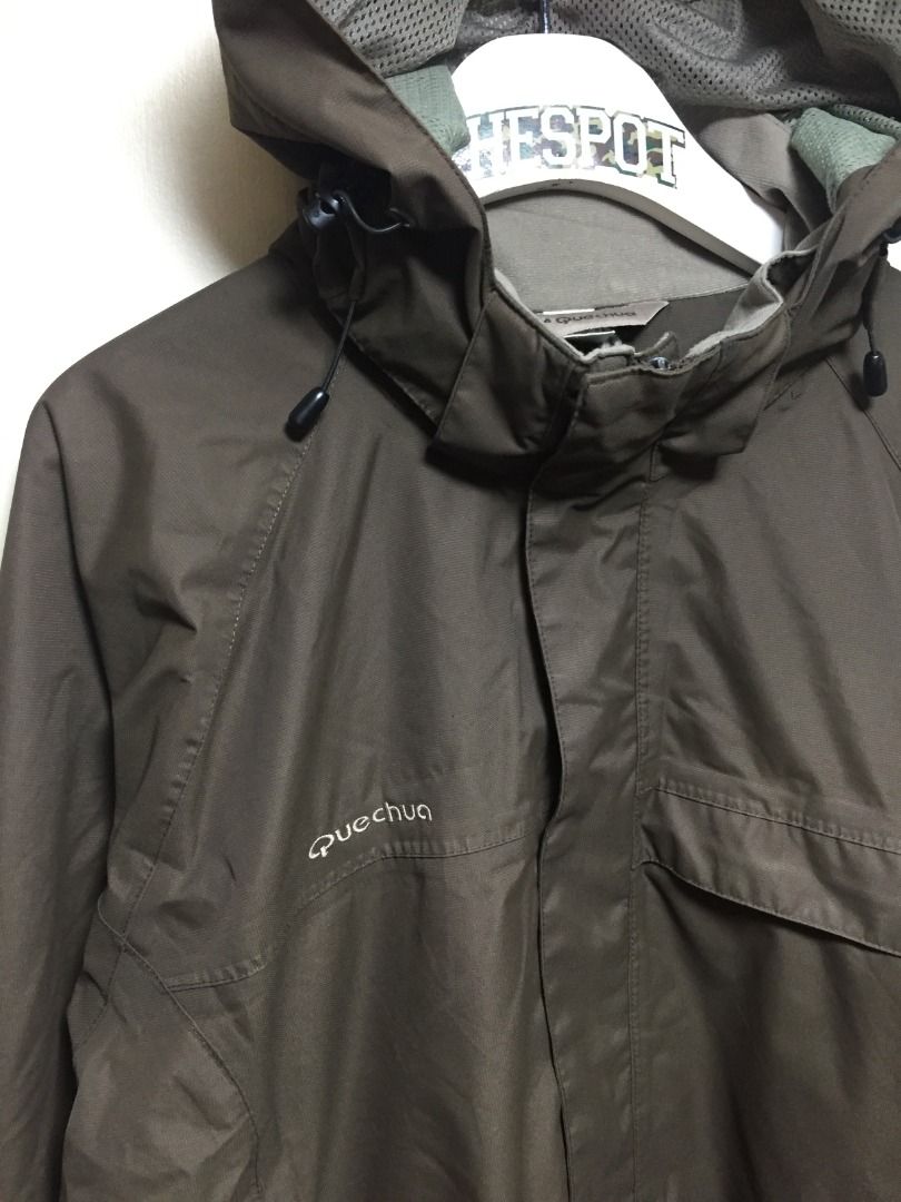 Quechua olive green hard shell jacket, Men's Fashion, Coats, Jackets ...