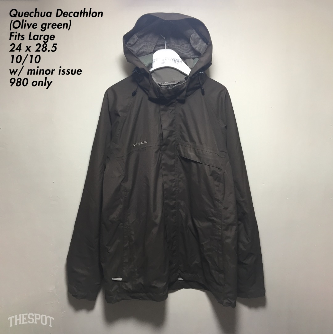 Quechua olive green hard shell jacket, Men's Fashion, Coats, Jackets ...