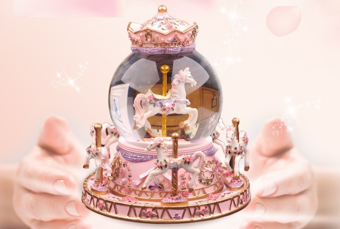 Rechargeable Bluetooth Spinning European Carousel Auto LED Music Snow ...