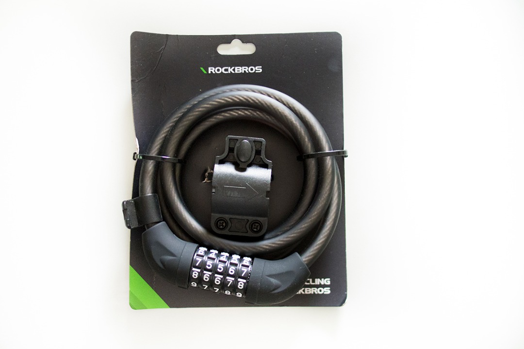 Rockbros bicycle lock 1.5m extra long steel cable 5 digit combination ...