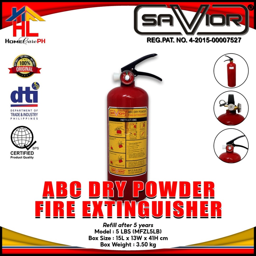 Savior ABC Dry Powder Fire Extinguisher 5LBS, Commercial & Industrial ...
