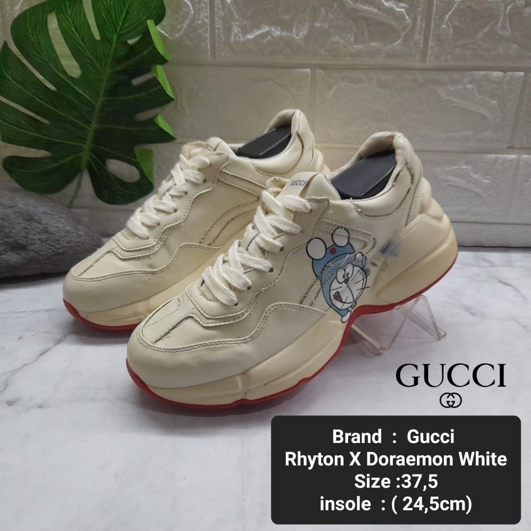 Sepatu Gucci Rhyton X Doraemon White Ukuran 37,5, Fesyen Wanita, Sepatu ...
