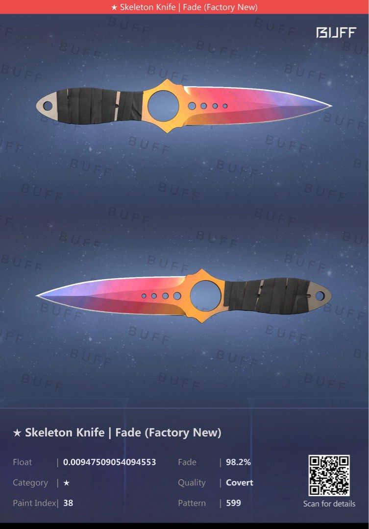 Skeleton Knife Fade 98.2% 0.00 float csgo, Video Gaming, Gaming ...