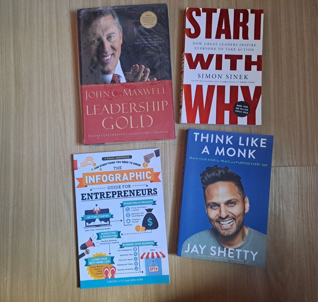 [Sold as Set] Self Help Books: Start with Why, Leadership Gold, Think ...