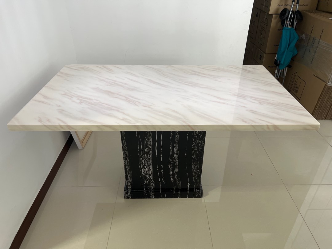 Solid marble dining table, Furniture & Home Living, Furniture, Tables & Sets on Carousell