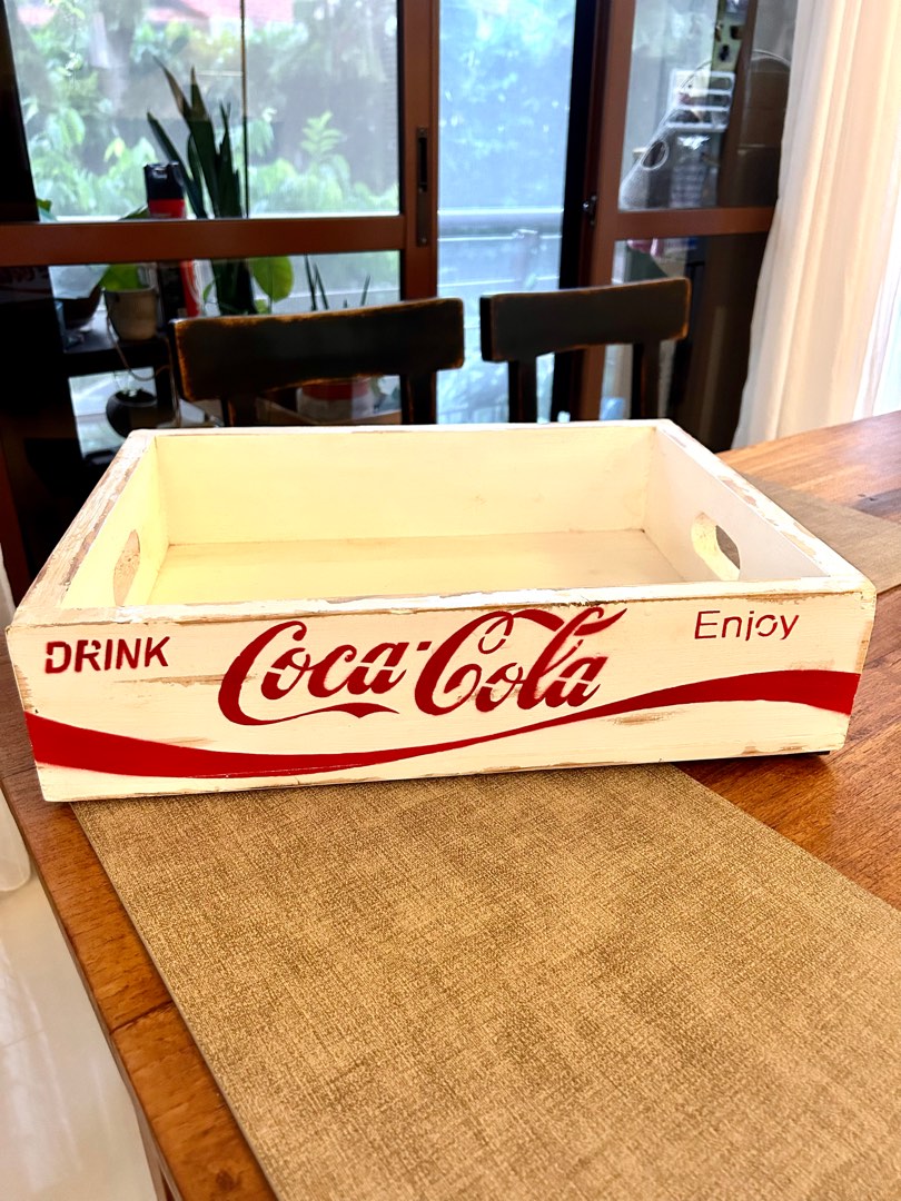 Solid teakwood Coca Cola tray, Furniture & Home Living, Home Decor ...