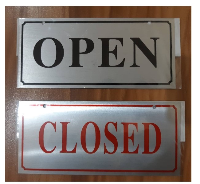 Store Signage Close / Open Back to Back Door Sign Label With Holes ...