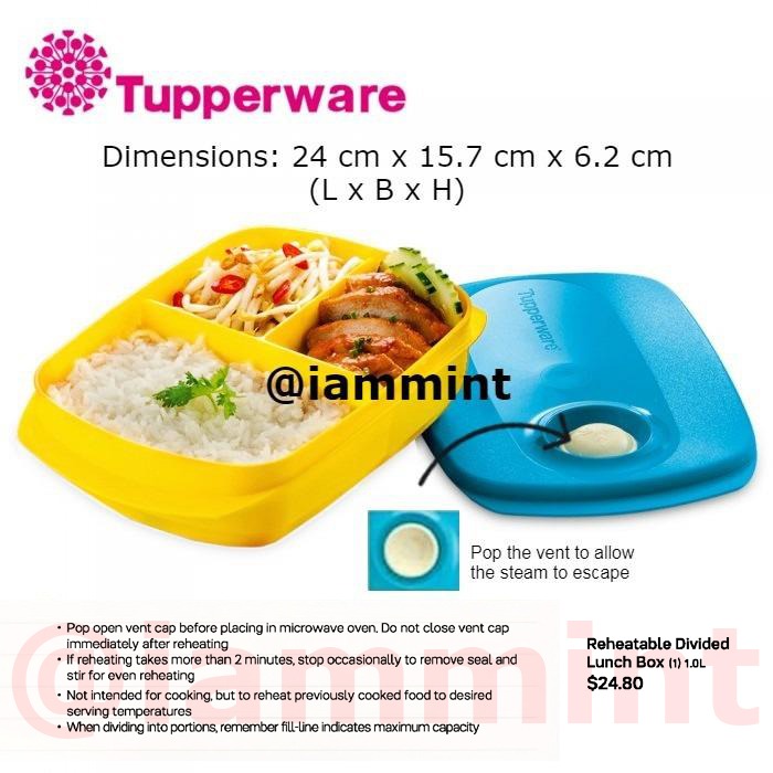 Tupperware 1L Microwavable/ Microwave Safe Reheatable Rectangular Lunch ...