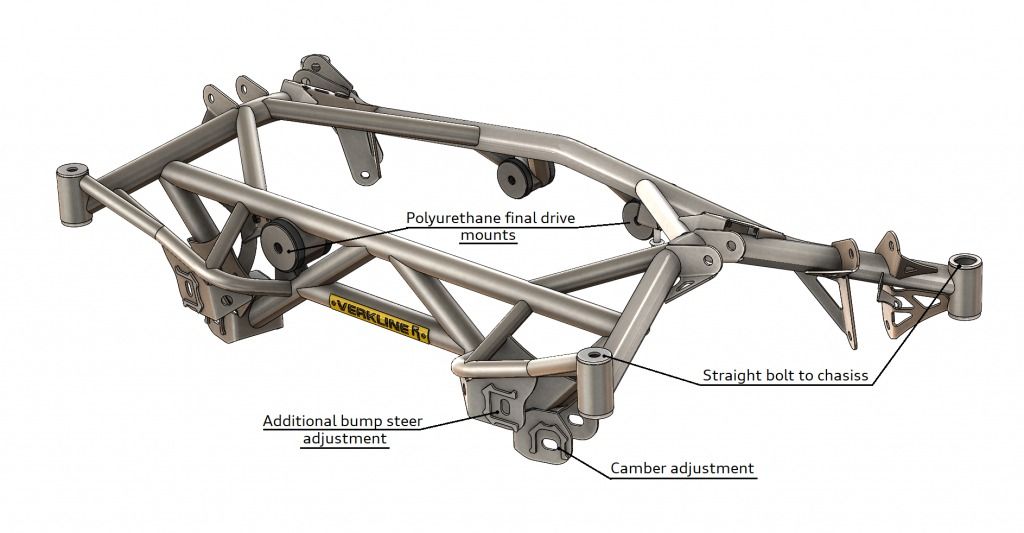 Verkline Rear Lightweight Tubular Subframe Toyota GR Supra BMW Z4, Car ...