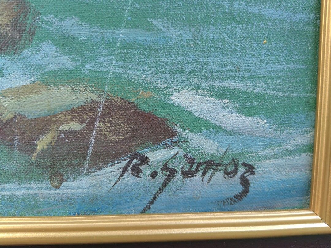 Vintage 1970s "Kasayahan sa Karayan" Painting Made by a Mabini Artist R ...