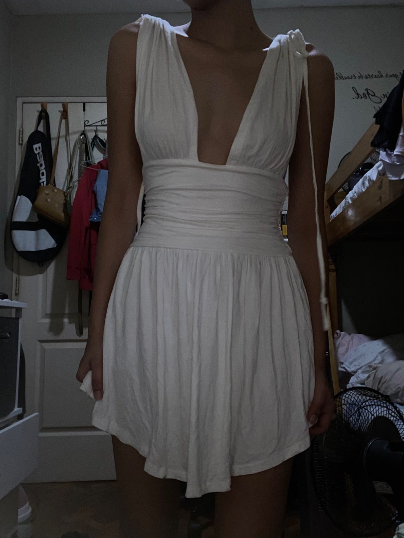 White Halter String Dress Greek Godess Aesthetic, Women's Fashion ...