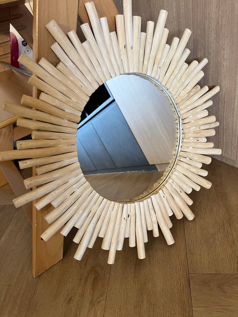 Wooden Sunshine Wall Mirror, Furniture & Home Living, Home Decor ...