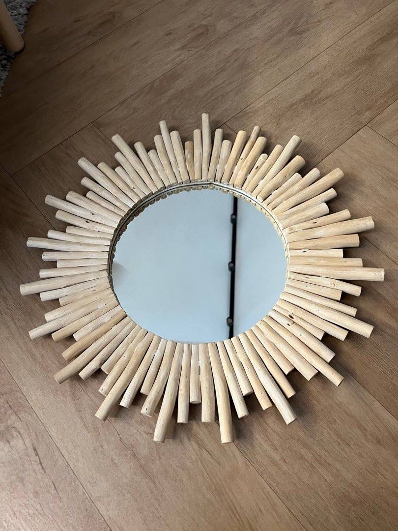 Wooden Sunshine Wall Mirror, Furniture & Home Living, Home Decor ...