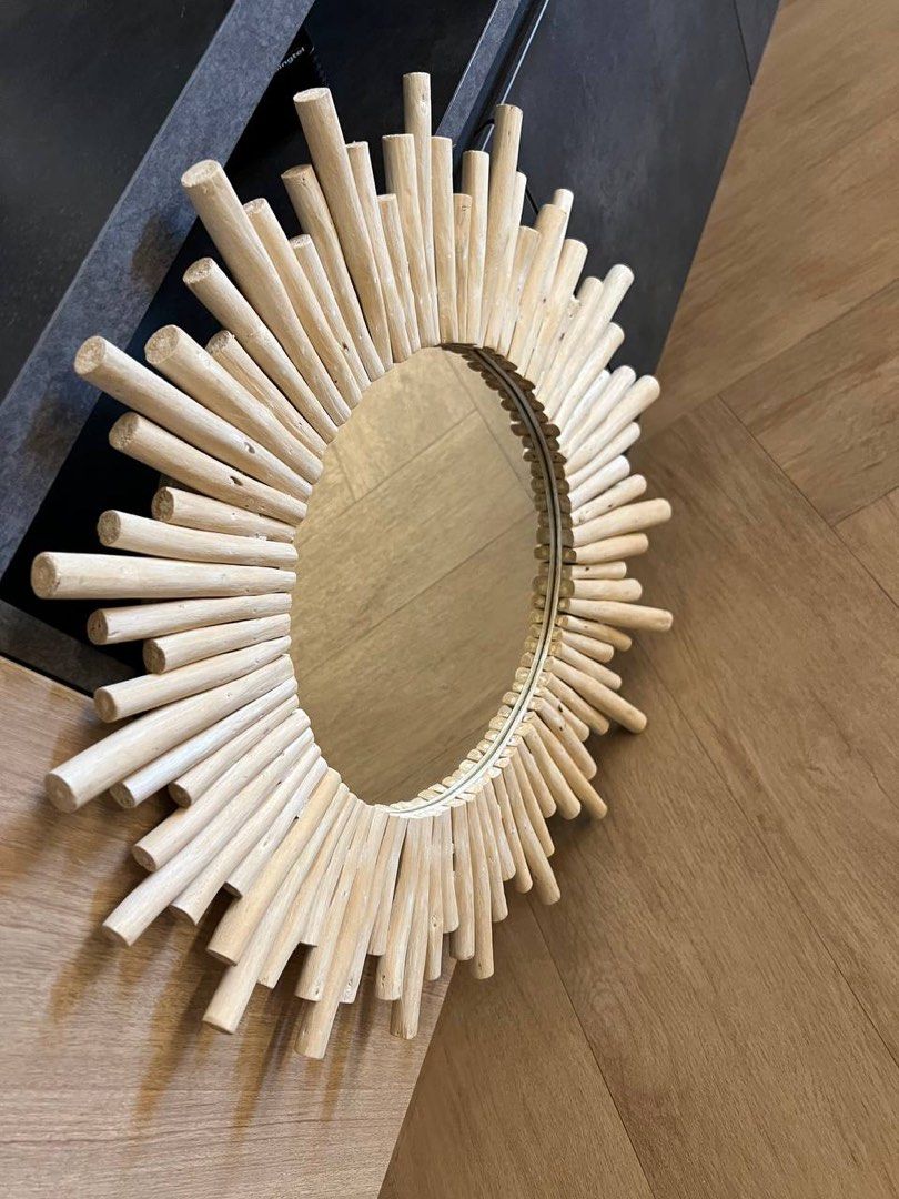 Wooden Sunshine Wall Mirror, Furniture & Home Living, Home Decor ...