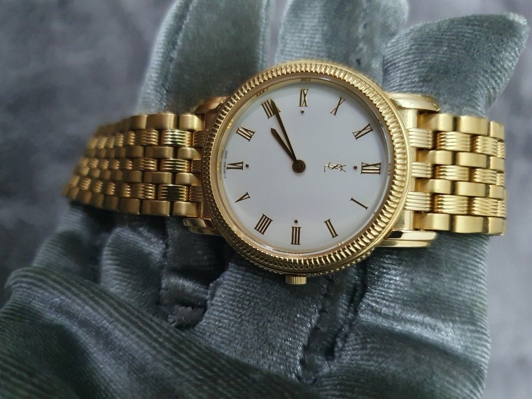YSL Gold Plated watch, Luxury, Watches on Carousell