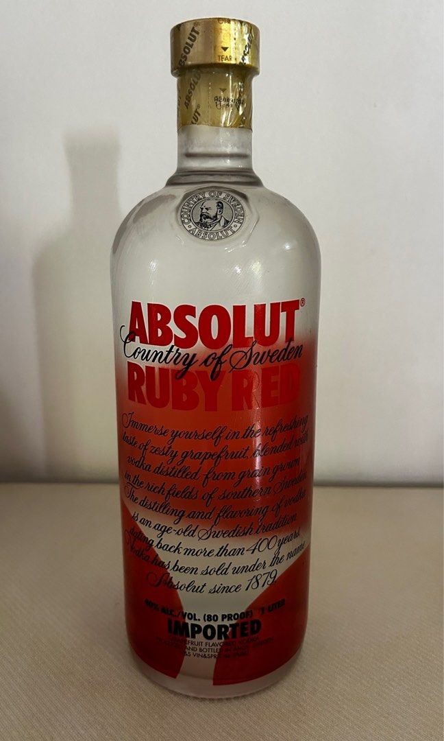 1L Rudy Red Absolut Vodka, Food & Drinks, Other Food & Drinks on Carousell