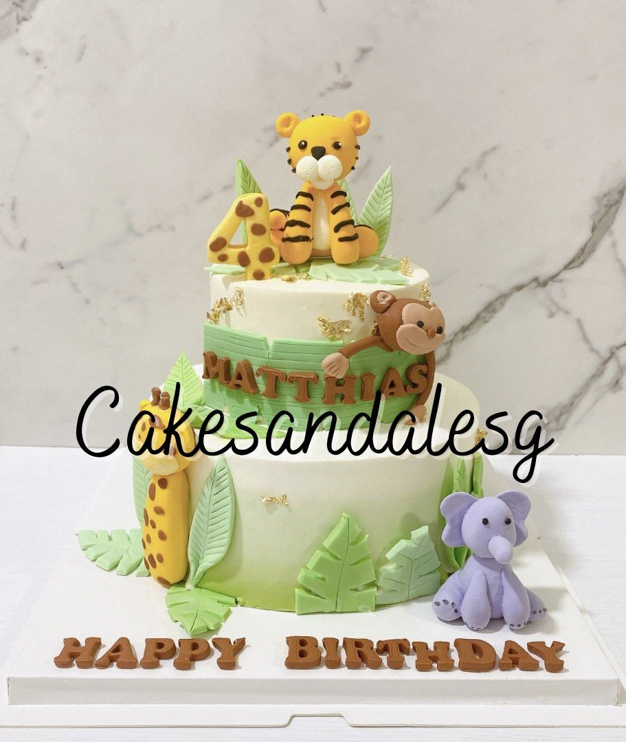 2 tier | Safari Animal Theme Cake [ Design #8 ], Food & Drinks ...