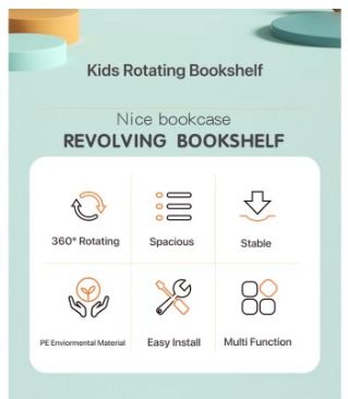 360° rotating and movable kids bookshelf / book shelf for children ...