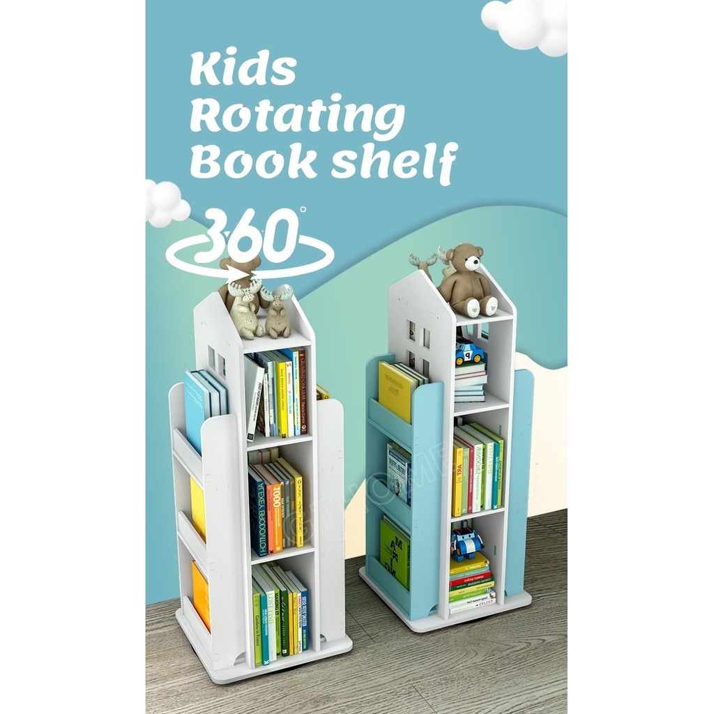 360deg Rotating Bookshelf with Open Book Storage Shelves, Furniture ...