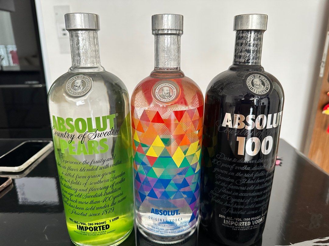1L Absolut vodka(pear, original limited edition, 100), Food & Drinks ...