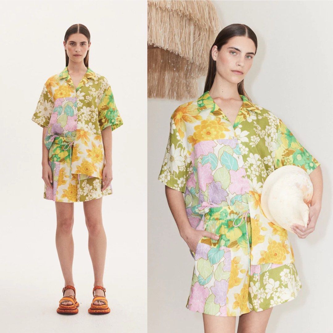 Alemais Elora Patchwork Short & Shorts, Women's Fashion, Tops, Shirts ...