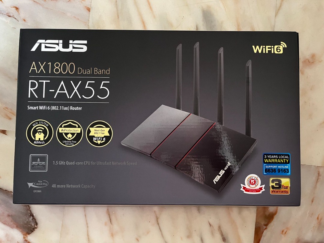 Asus AX1800 Dual Band RT-AX55 Wifi6 wireless router, Computers & Tech ...
