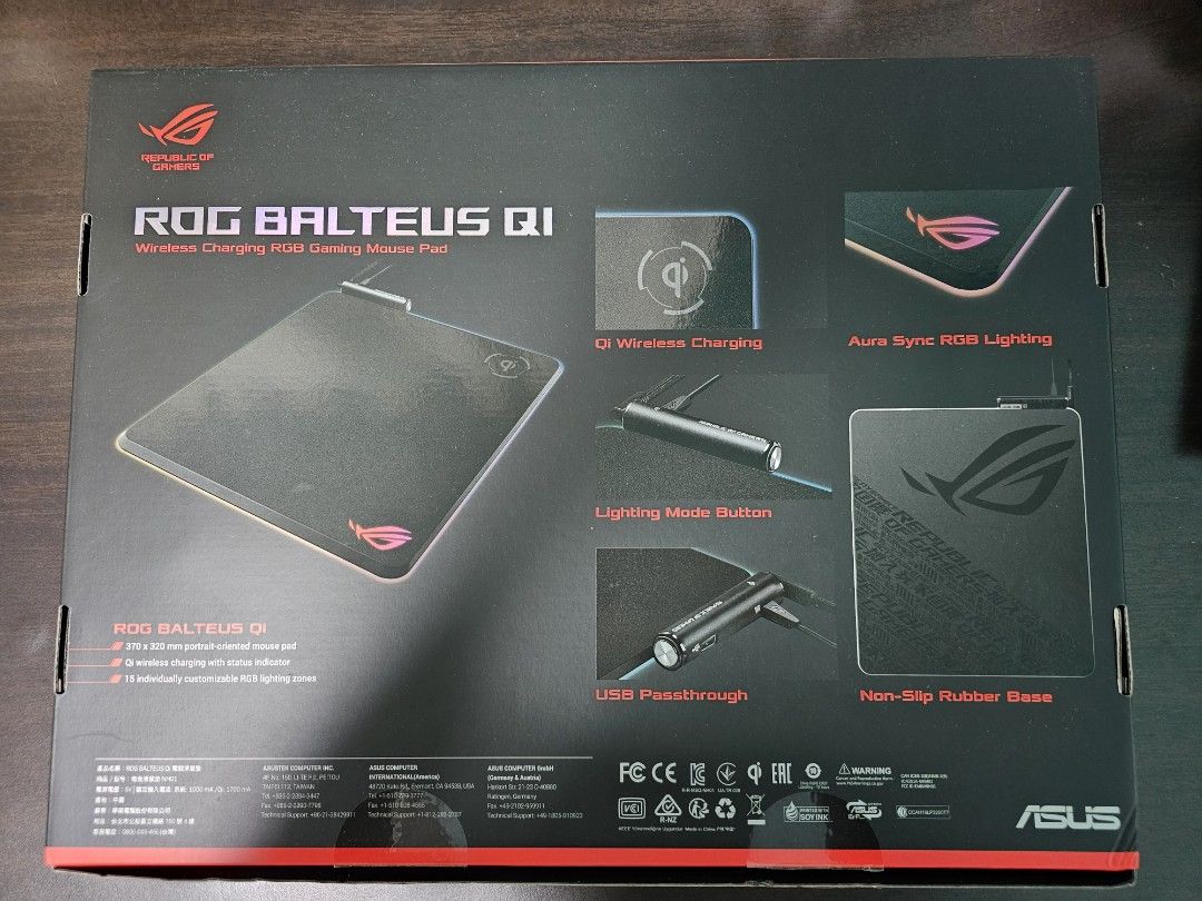 Asus ROG Balteus Qi RGB gaming mouse pad, Computers & Tech, Parts ...
