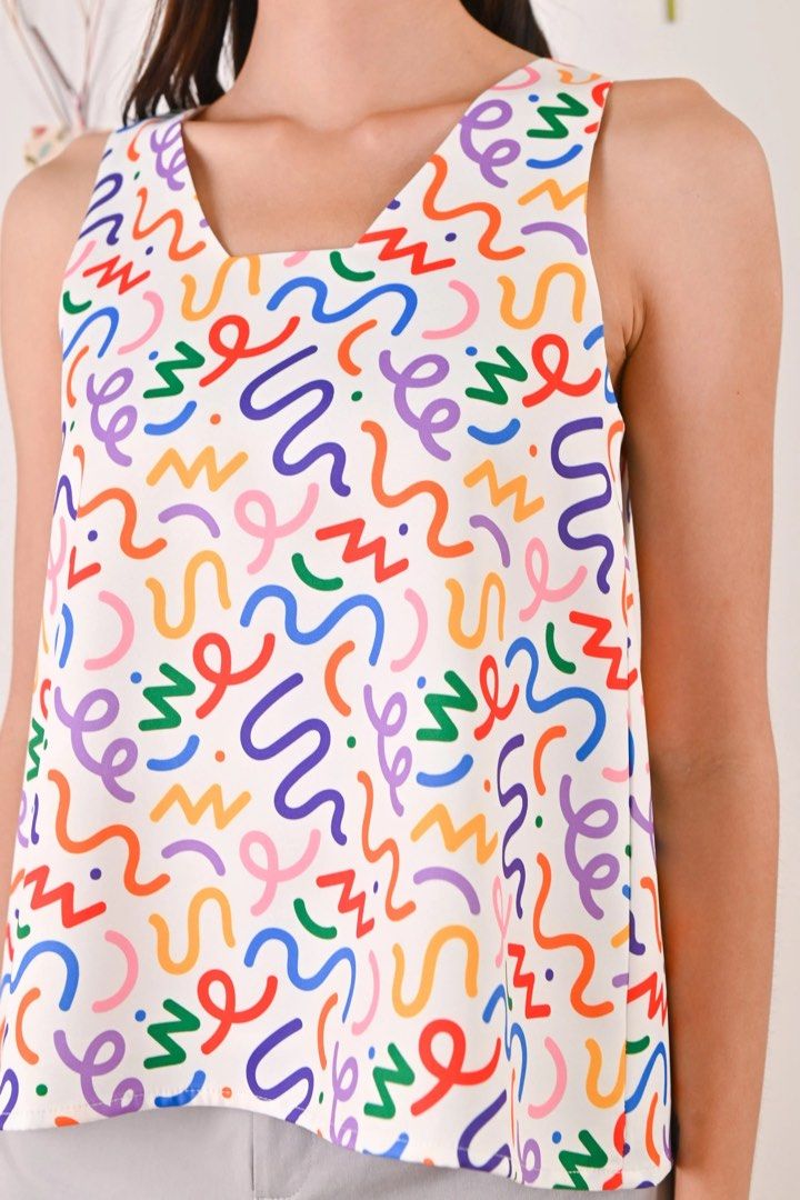 AWE RAINBOW SQUIGGLY TWO-WAY TOP, Women's Fashion, Tops, Sleeveless on ...