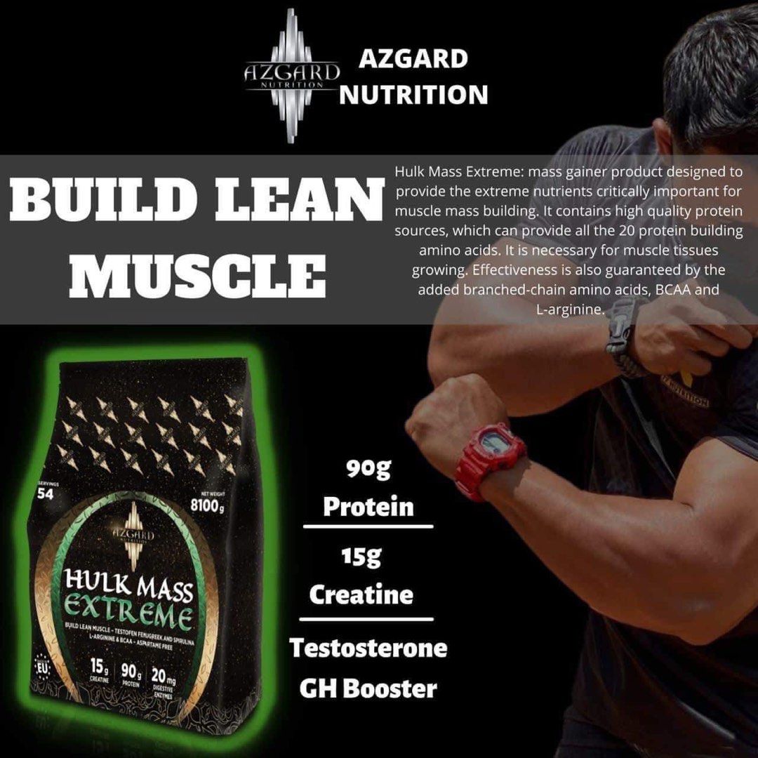 Azgard Hulk Mass Extreme Protein, Health & Nutrition, Health ...