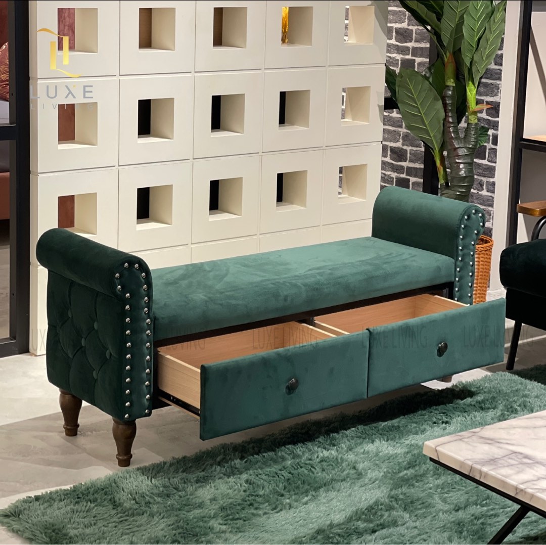 Bench with drawer, chesterfield design, Furniture & Home Living ...