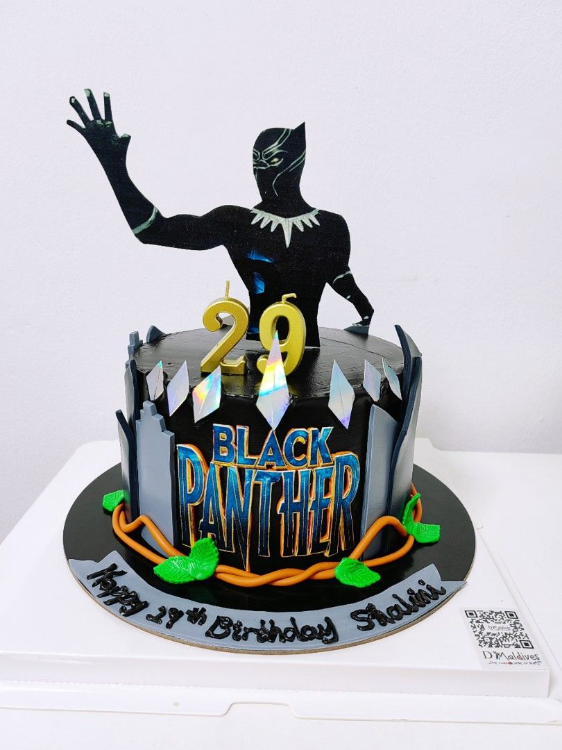 Black Panther Superhero Cake Marvel Avengers Black Panther Icon Edible