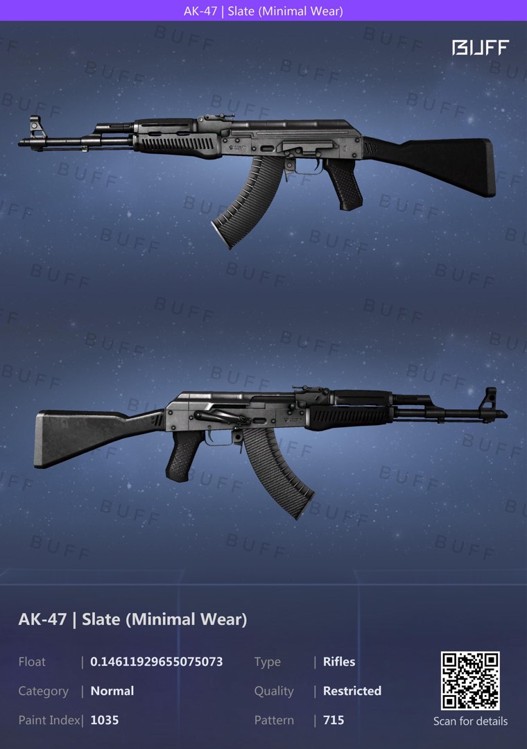 BUFF/5.1 AK-47 Slate Minimal Wear (0.146), Video Gaming, Gaming Accessories, In-Game Products on ...