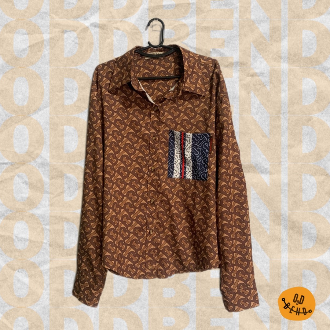 BURBERRY ALL OVER MONOGRAM PRINT SILK LONG SLEEVES, Luxury, Apparel on ...
