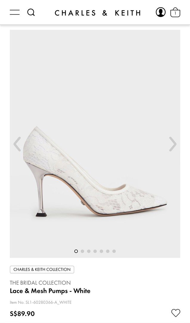 Charles & Keith Bridal collection White lace pumps, Women's Fashion ...