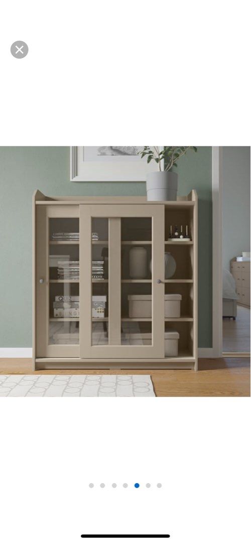 Display cabinet, HAUGA Glass-door cabinet Beige, Furniture & Home ...