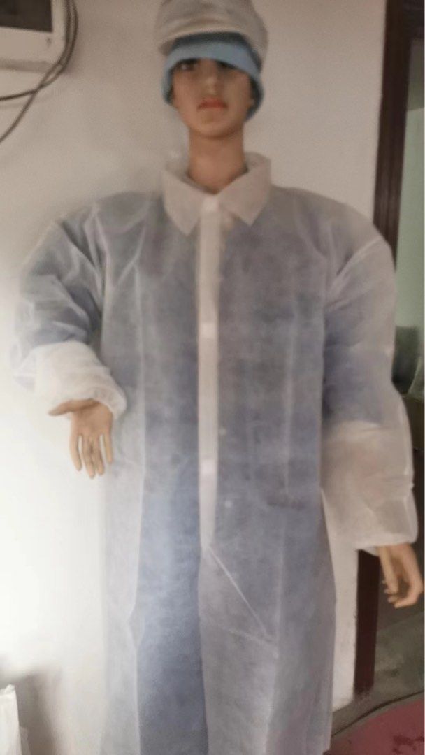Disposable Lab Coats NEW with button PPE Gloves Hairnet Shoe Cover Shoe ...