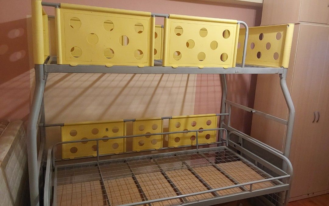 Double decker bed frame/study table, Furniture & Home Living, Furniture ...