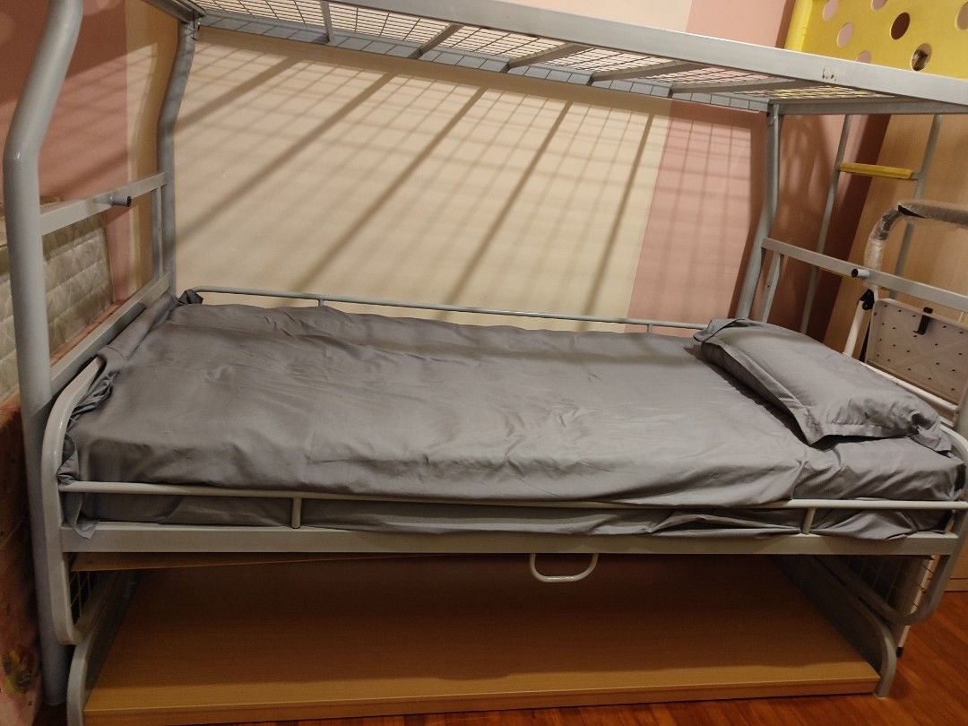 Double decker bed frame/study table, Furniture & Home Living, Furniture ...